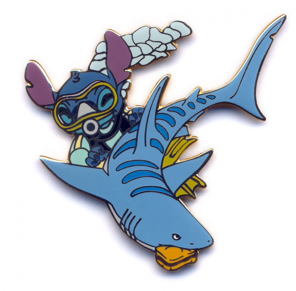 Stitch Underwater - Stitch Swimming with a Blue Shark | PIN 40209