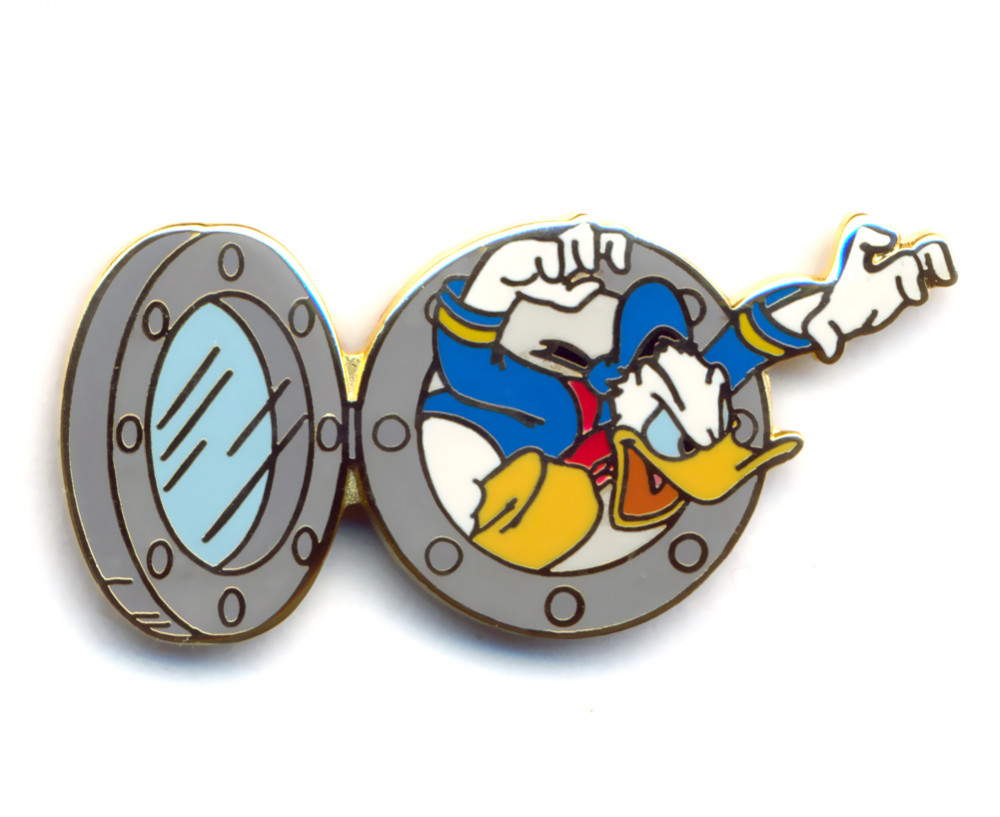 Walt Disney 100th Year - Angry Donald Duck Emerging from a Porthole ...