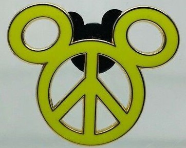 Mickey Icon - Peace Sign Mickey Head - Yellow/Lime Green | PIN 28359