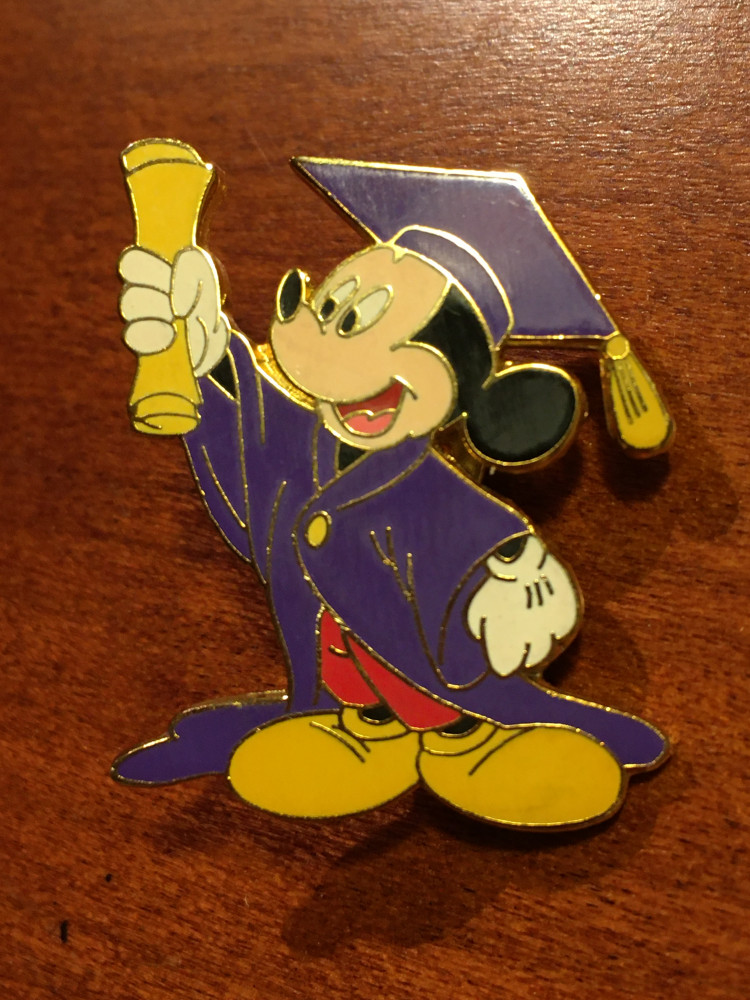 Graduation - Mickey in purple robe holding diploma | PIN 58392