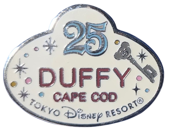 Tokyo Disneyland 25th Anniversary - Duffy Name Tag Pin Set - Cape Cod ...