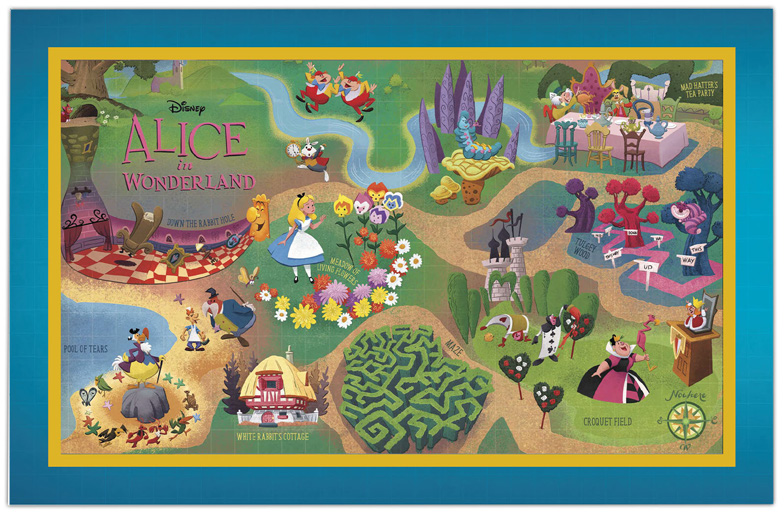 D23 Expo 2024: Disney Maps Collection - Alice in Wonderland Map Set ...