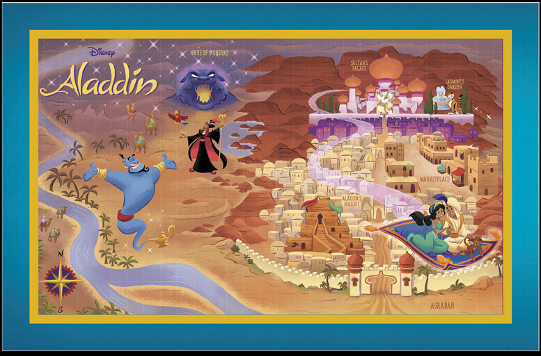 D23 Expo 2024: Disney Maps Collection - Aladdin Map Set - Full Set | PIN 82811