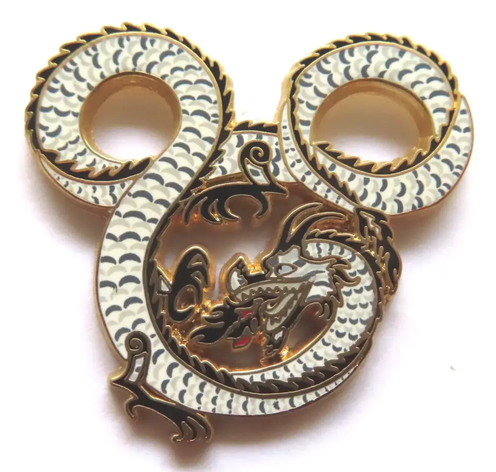 Fire Breathing Dragons - Mickey Icons - White on Gold | PIN 96539