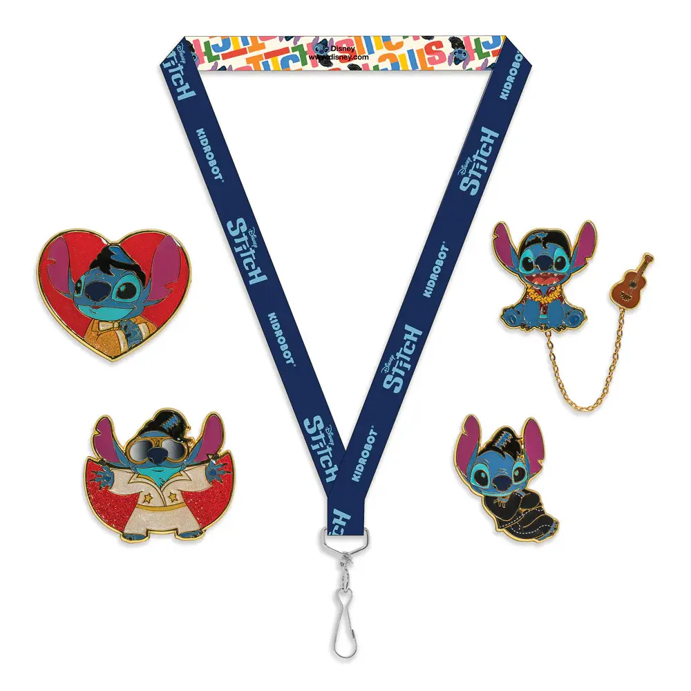 KidRobot Elvis Stitch Deluxe Pin & Lanyard Set - Disney Stitch - Elvis Deluxe Pins & Lanyard Set ...